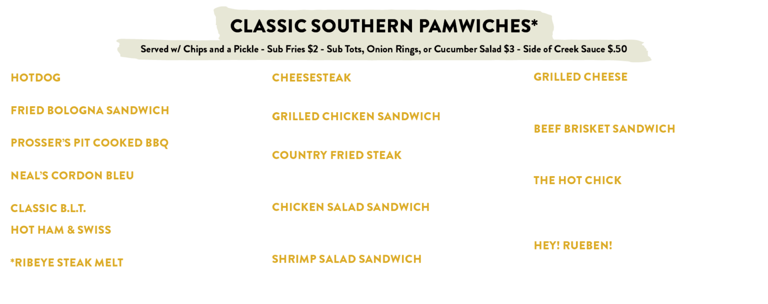 Menu – Neal & Pam's Online